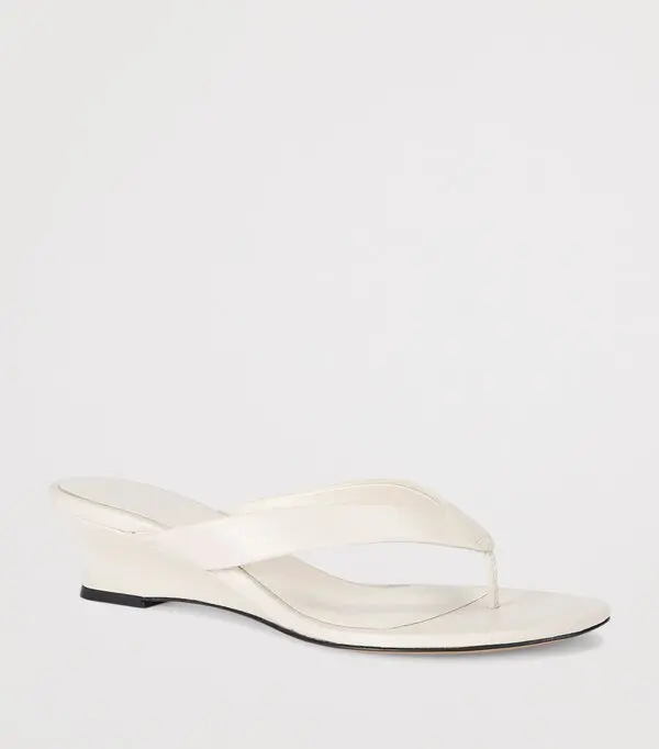 Le Monde Beryl Leather Micro Wedge Sandals 40 - White