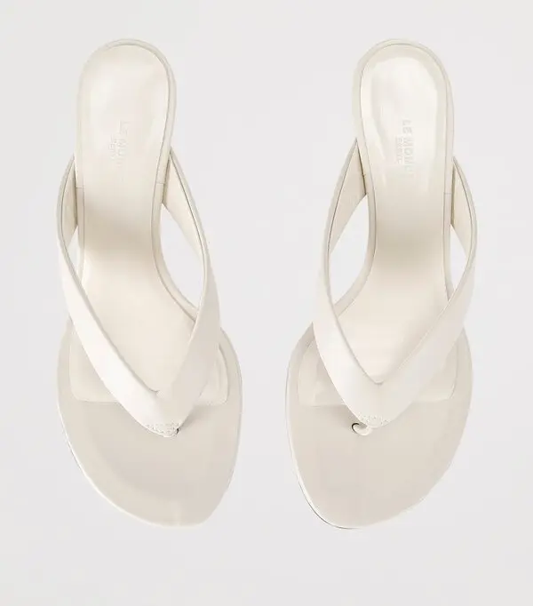 Le Monde Beryl Leather Micro Wedge Sandals 40 - White