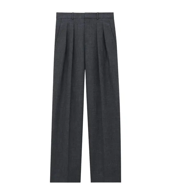 Saint Laurent Wool Chiné Trousers - Grey