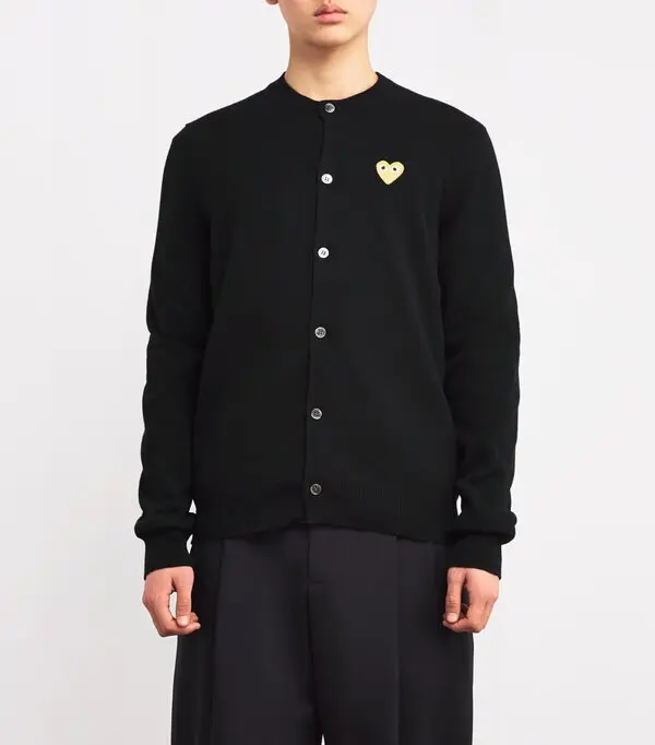 Play Comme Des Garcon Wool Heart Cardigan