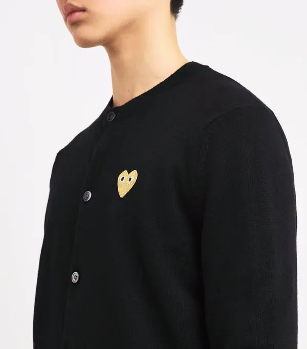 Play Comme Des Garcon Wool Heart Cardigan