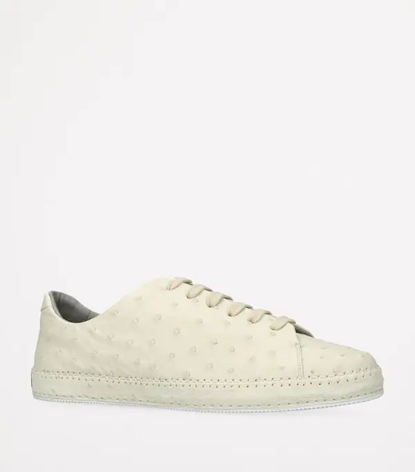 BROTINI Ostrich Leather Low-top Sneakers - Beige