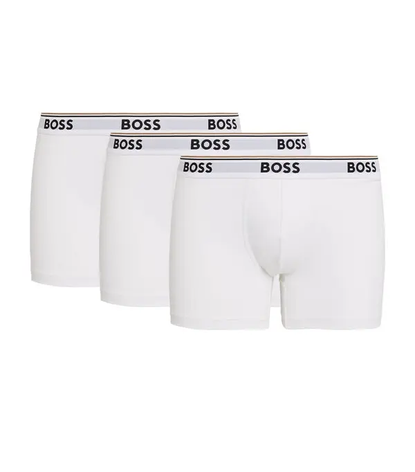 BOSS Stretch-cotton Logo Trunks - White