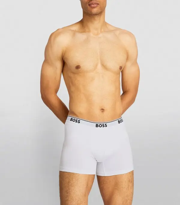 BOSS Stretch-cotton Logo Trunks - White