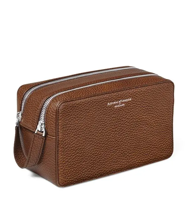 ASPINAL OF LONDON Leather Mount Street Toiletry Bag - Brown