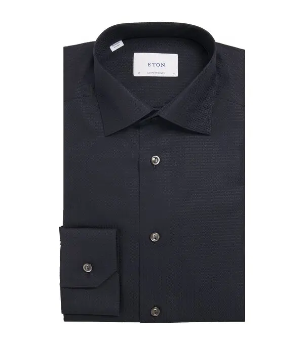 Eton Cotton Dobby Contemporary Fit Shirt - Black