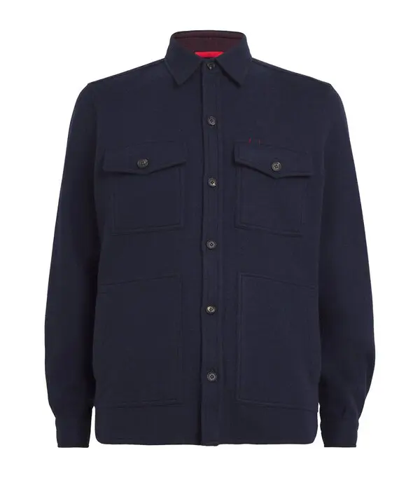 Isaia Wool-cashmere Overshirt - Navy