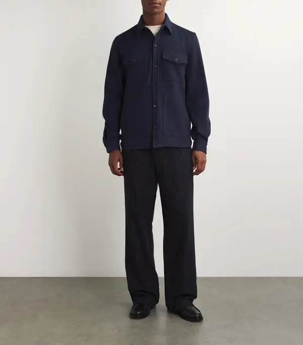 Isaia Wool-cashmere Overshirt - Navy