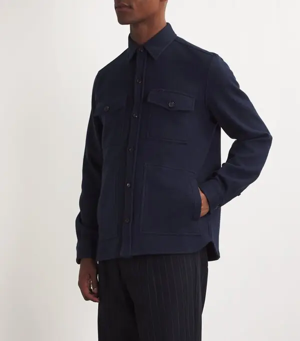 Isaia Wool-cashmere Overshirt - Navy