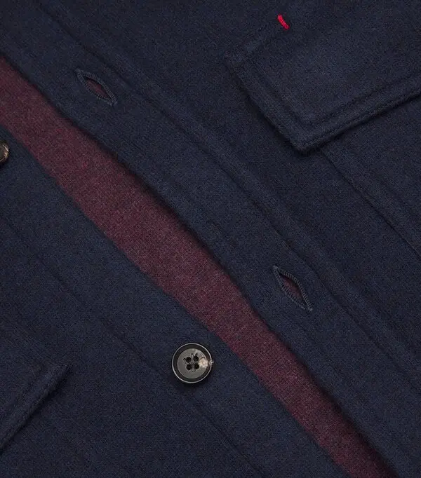 Isaia Wool-cashmere Overshirt - Navy