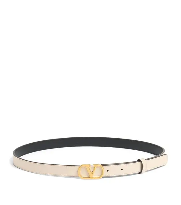 Valentino Garavani Leather Vlogo Signature Belt - Ivory