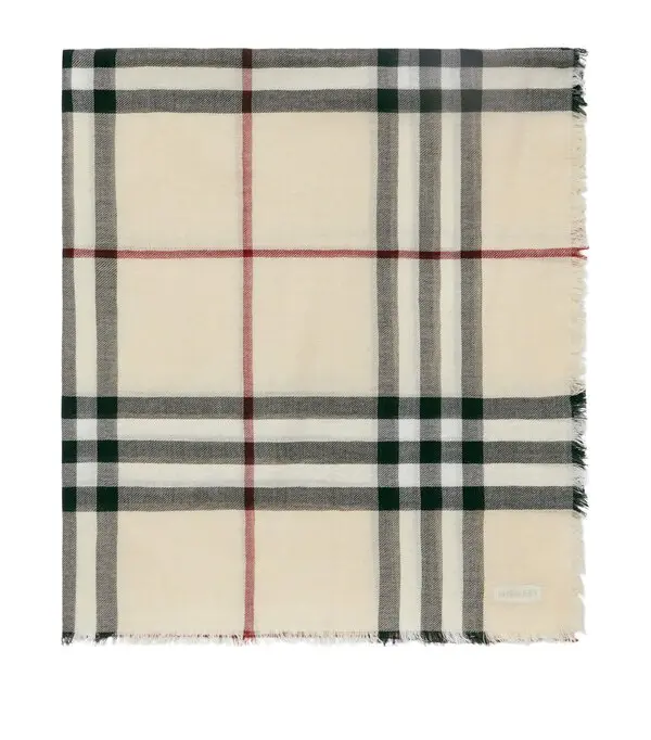 Burberry Wool Wide Check Scarf - Beige