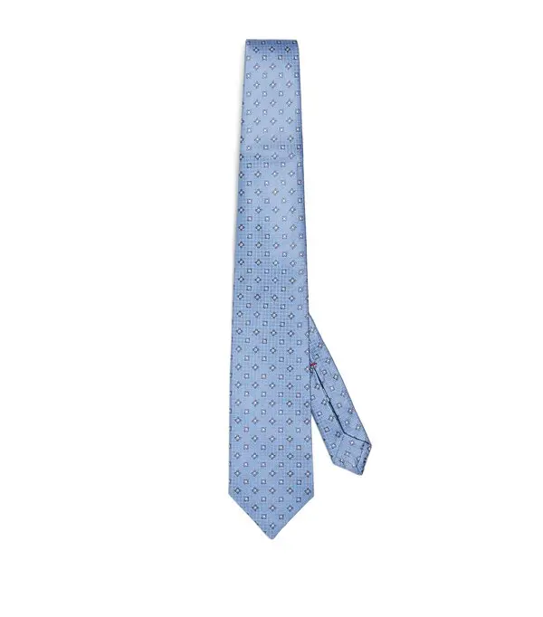 Isaia Silk Jacquard Tie - Blue