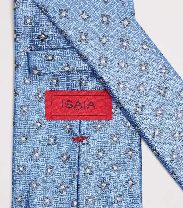 Isaia Silk Jacquard Tie - Blue