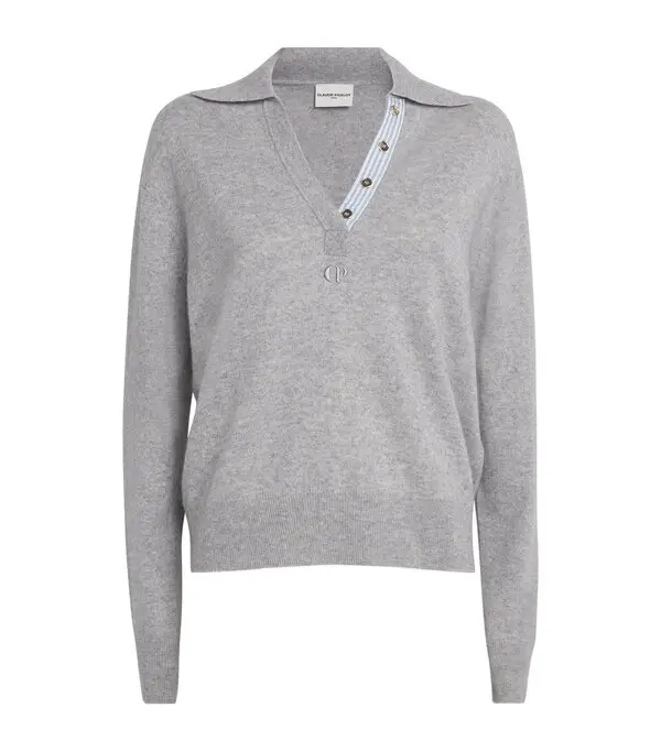 Claudie Pierlot Wool-cashmere Polo Sweater - Grey