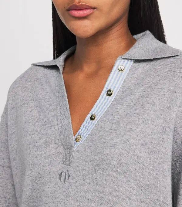 Claudie Pierlot Wool-cashmere Polo Sweater - Grey