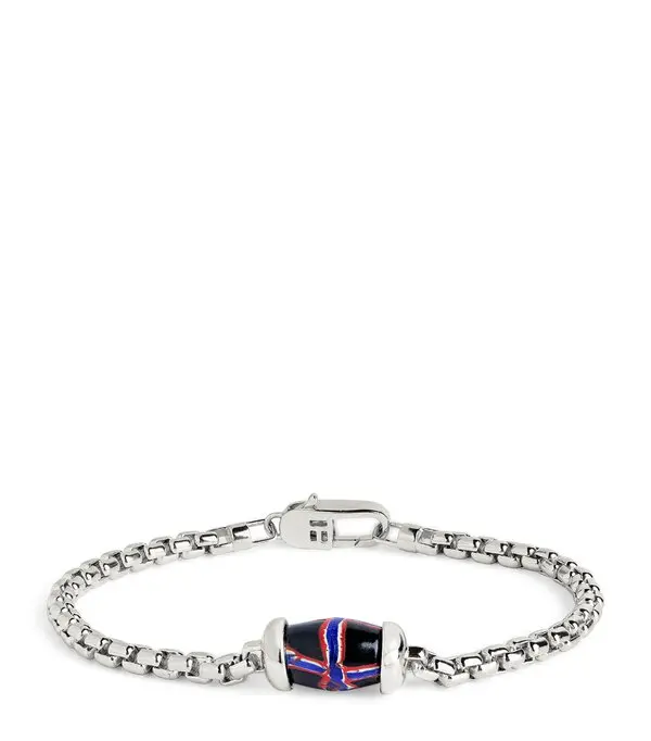 Tateossian Sterling Silver French Cross Chain Bracelet - Black