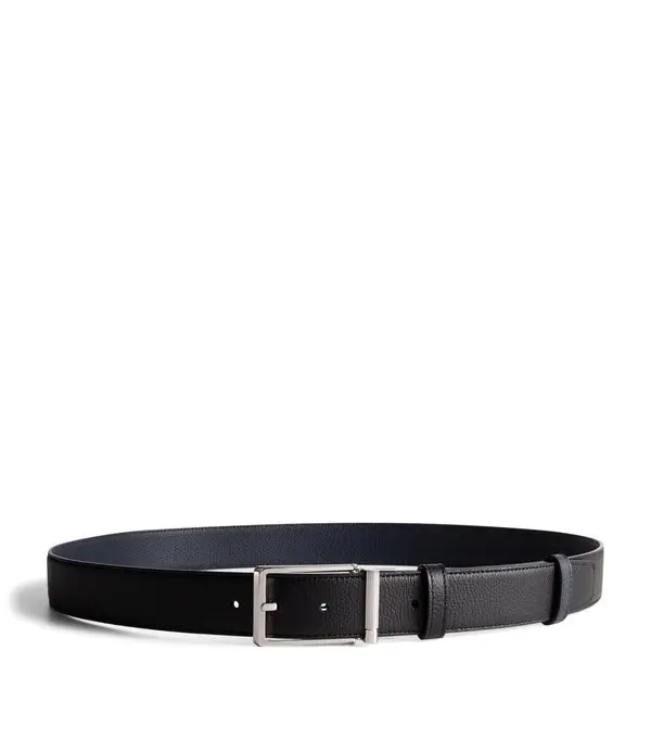 Dunhill Leather Reversible Belt With Rounded Roller Buckle - Black