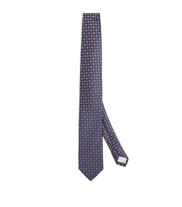 Eton Silk Floral Tie - Blue