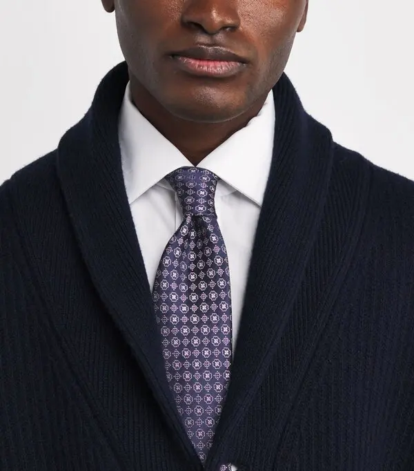 Eton Silk Floral Tie - Blue