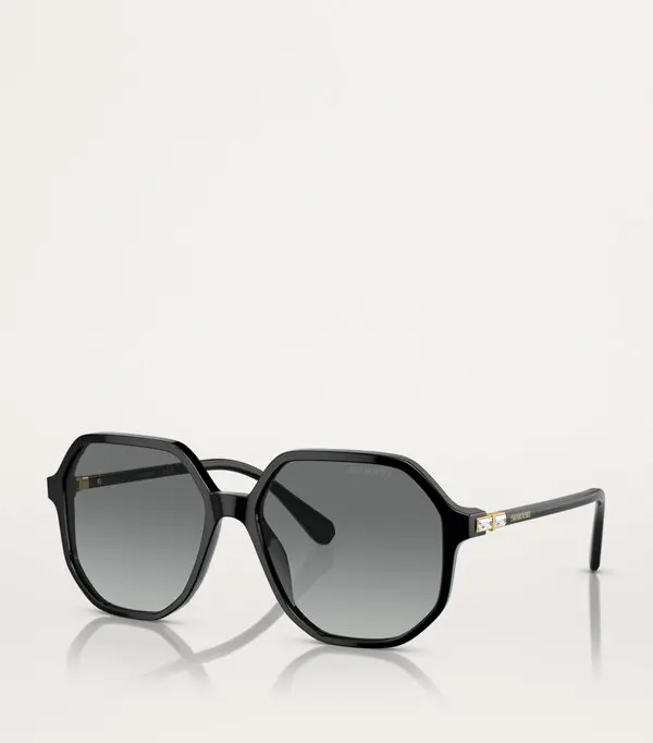 SWAROVSKI Sk6003 Embellished Oversized Sunglasses - Black