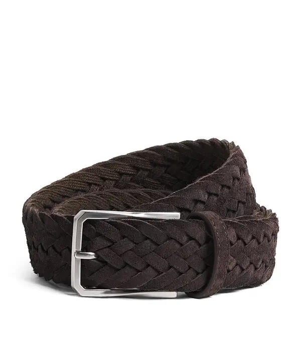 Canali Suede Woven Belt - Brown