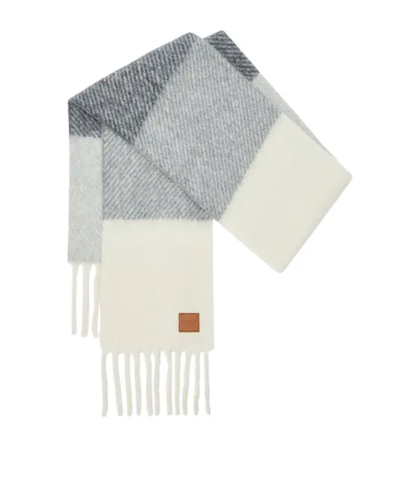 Loewe Alpaca-wool-blend Jacquard Stripe Scarf - Grey