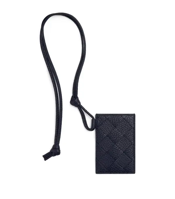 Bottega Veneta Leather Intreccio Badge Holder - Blue