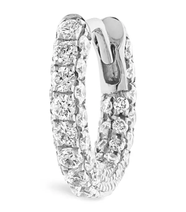 MARIA TASH Diamond Five Row Pavé Single Hoop Earring - White