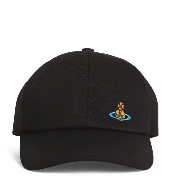 VIVIENNE WESTWOOD Cotton Baseball Cap With Embroidered Orb Logo - Black