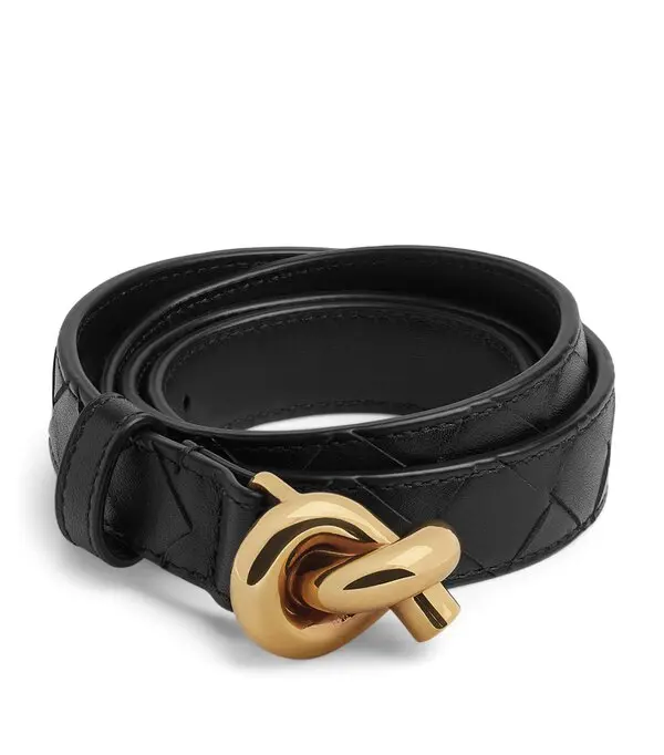 Bottega Veneta Knot Leather Belt - Black