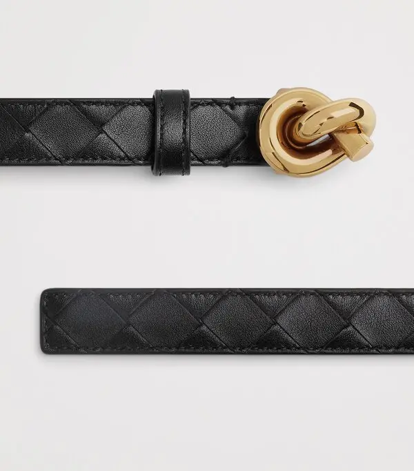Bottega Veneta Knot Leather Belt - Black