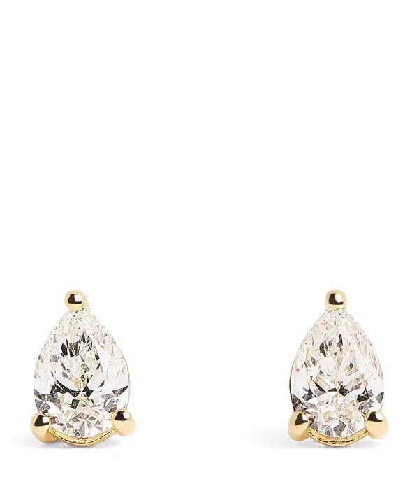 Harrods Diamond Pear Stud Earrings - Gold