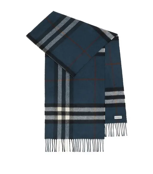 Burberry Cashmere Check Scarf - Blue