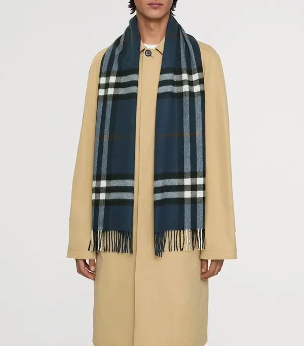 Burberry Cashmere Check Scarf - Blue