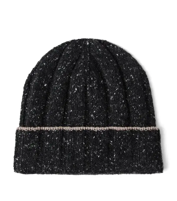 Brunello Cucinelli Cashmere Ribbed Beanie - Black