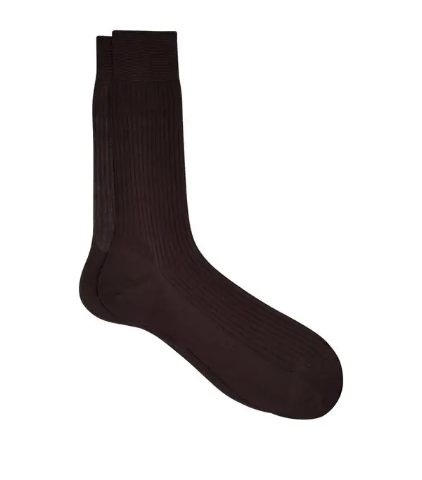 Pantherella Egyptian Cotton Lisle Short Socks - Brown