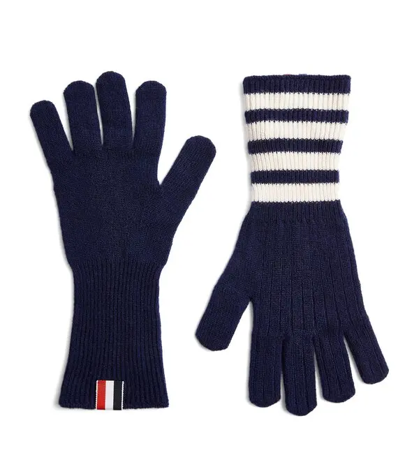 Thom Browne Cashmere 4-bar Gloves - Navy