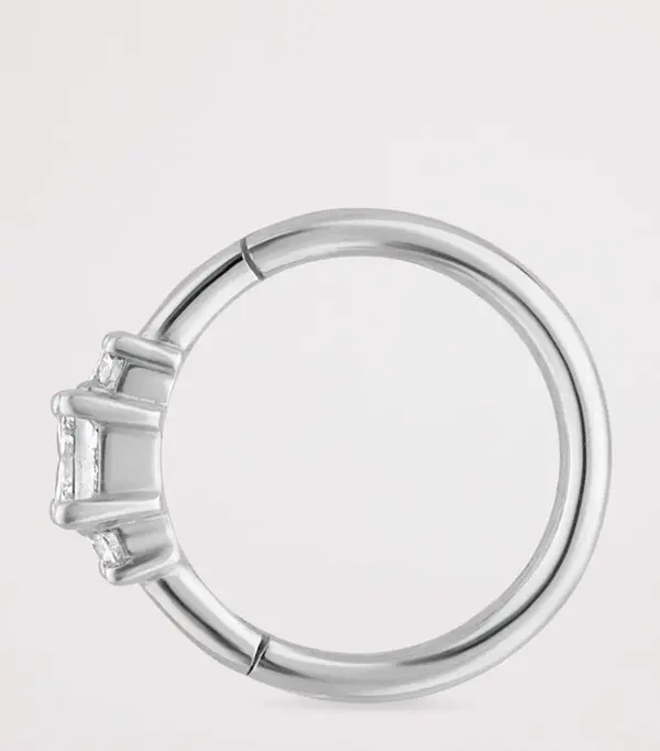 MARIA TASH Diamond Princess Single Hoop Earring - White