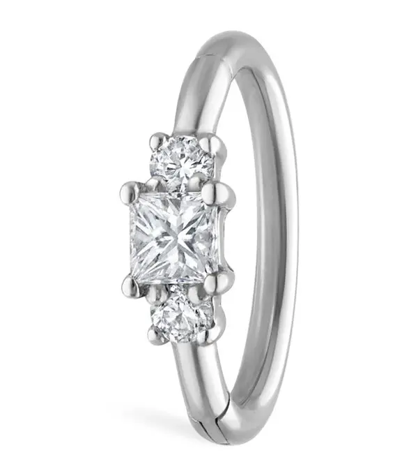 MARIA TASH Diamond Princess Single Hoop Earring - White