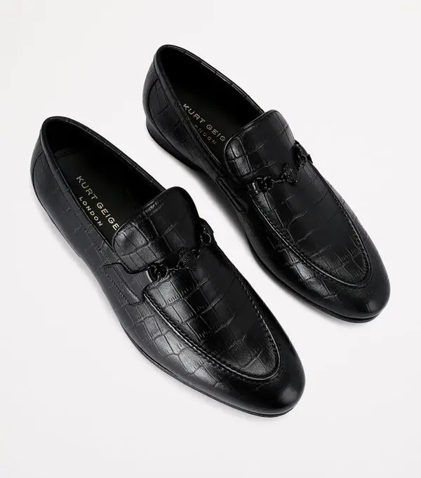 Kurt Geiger Croc-embossed Alton Loafers - Black