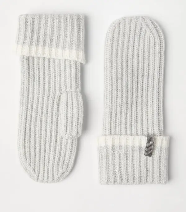 Brunello Cucinelli Cashmere Knitted Mittens - White