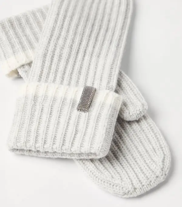 Brunello Cucinelli Cashmere Knitted Mittens - White