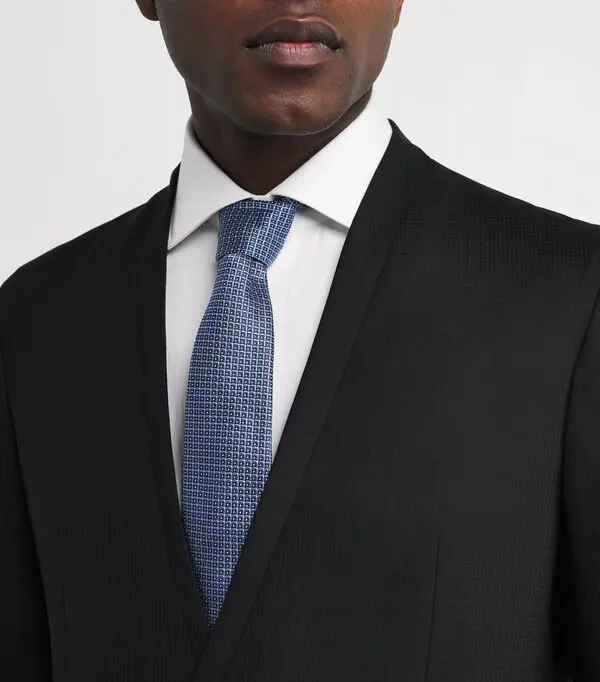 Giorgio Armani Silk Jacquard Neck Tie - Blue