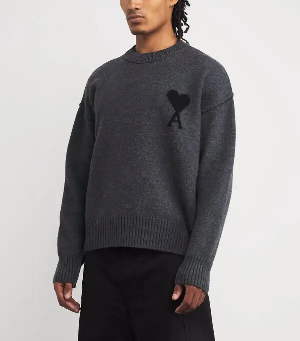 Ami Wool Logo Sweater - Black