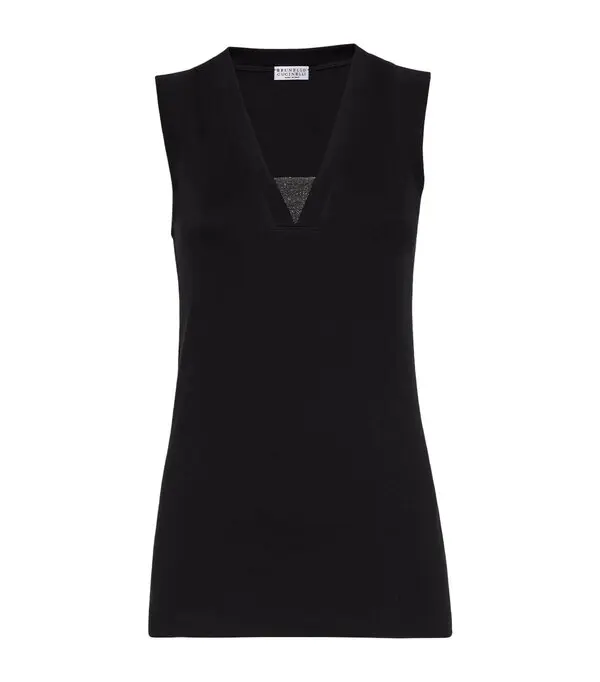 Brunello Cucinelli Stretch-cotton Monili Tank Top - Black