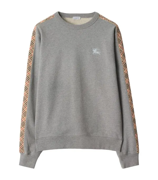 Burberry Cotton Sweatshirt With Check Trim
