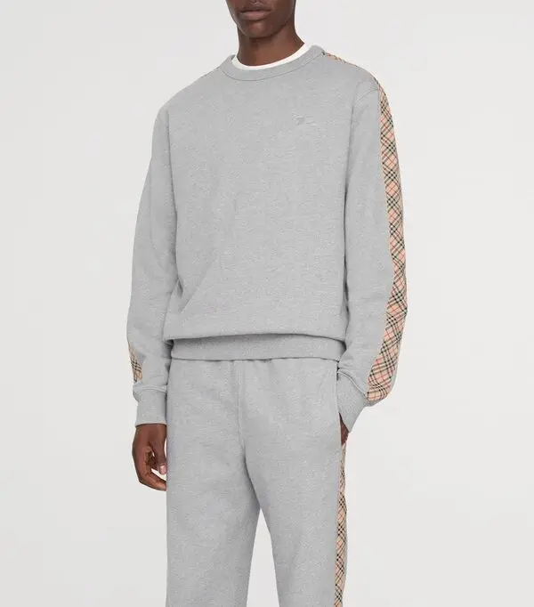 Burberry Cotton Sweatshirt With Check Trim