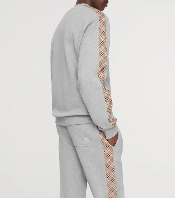 Burberry Cotton Sweatshirt With Check Trim