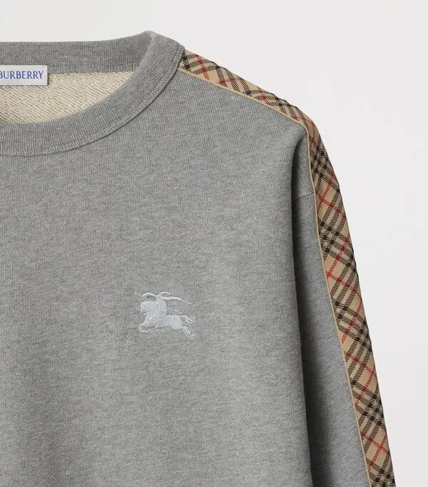 Burberry Cotton Sweatshirt With Check Trim